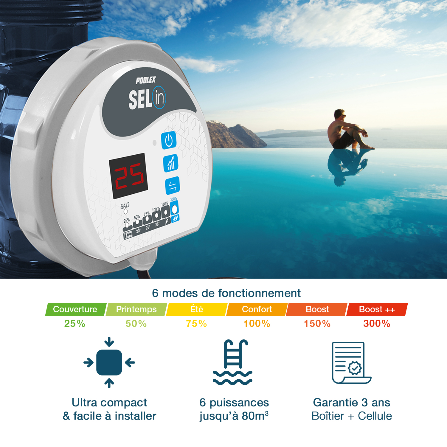 Sel In, électrolyseur au sel pour piscine ultra compact